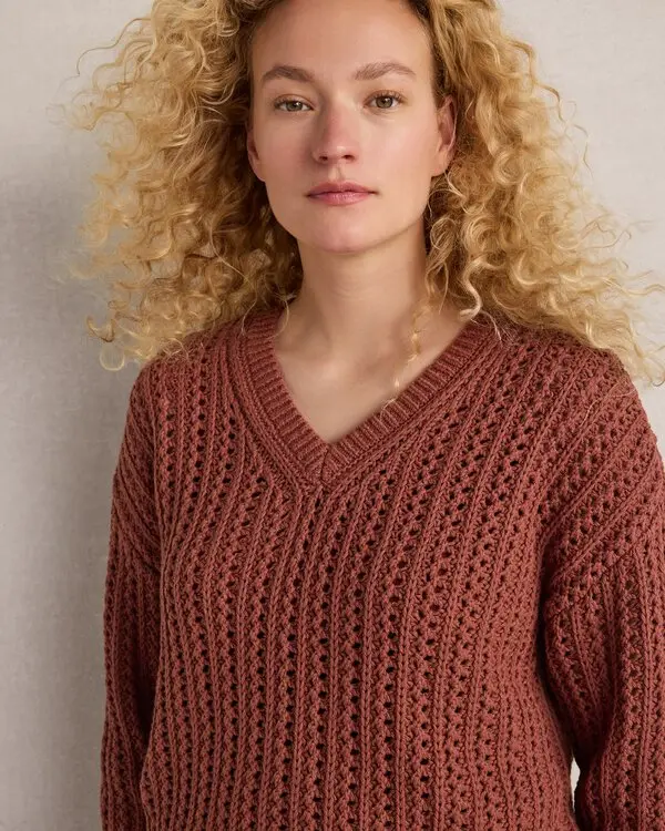 HAVEN WELL WITHIN Textured Cotton Blend V-neck Sweater - Cortado