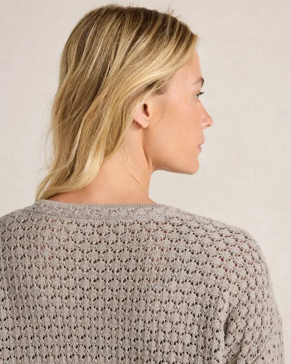 HAVEN WELL WITHIN Organic Cotton Linen Open Stitch Cardigan - Mushroom