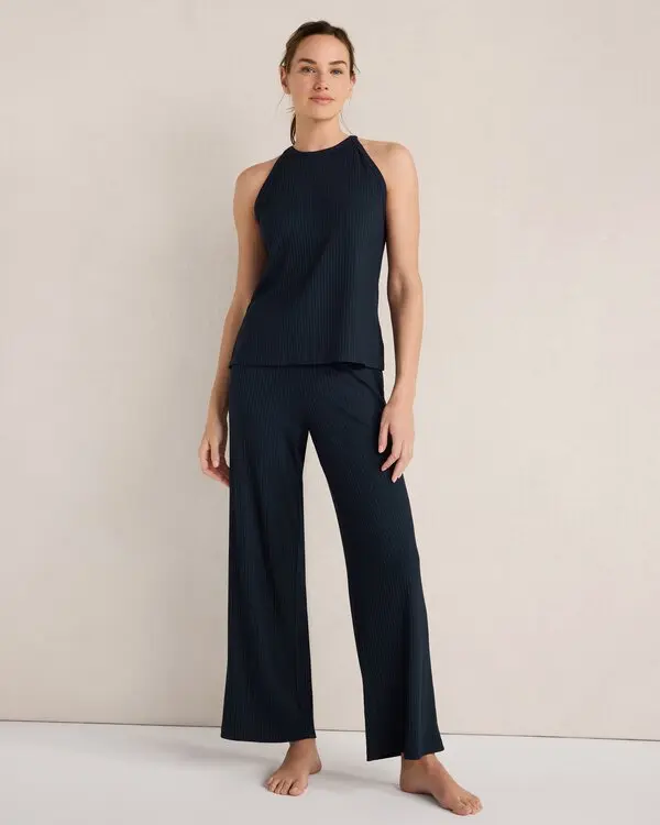 HAVEN WELL WITHIN Resti Drapey Rib Knit Wide Leg Pants - Nightfall