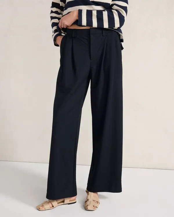 HAVEN WELL WITHIN Double Knit Pleated Wide Leg Trousers
