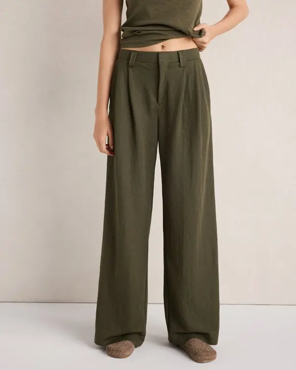 HAVEN WELL WITHIN Double Knit Pleated Wide Leg Trousers - Nightfall