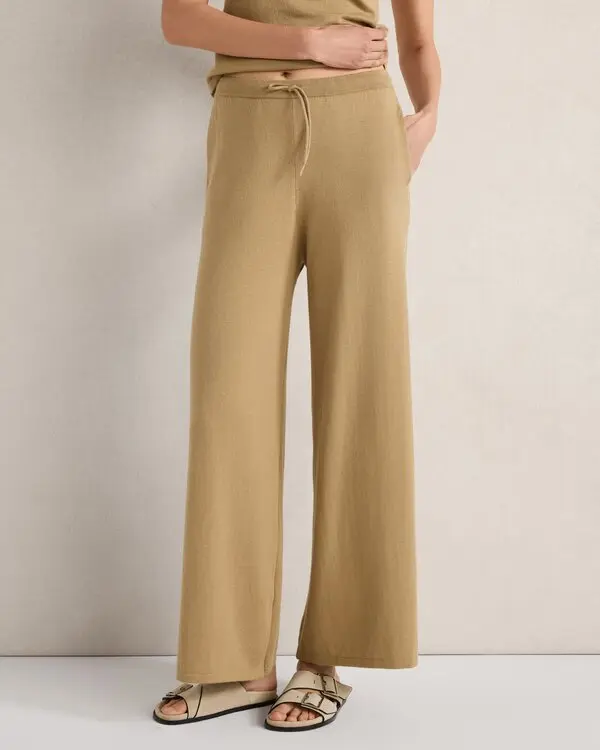 HAVEN WELL WITHIN Organic Cotton Jersey Wide Leg Pants - Truffle