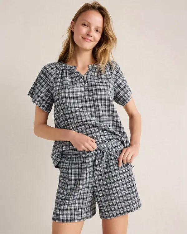 HAVEN WELL WITHIN Crepe Gauze Plaid Top