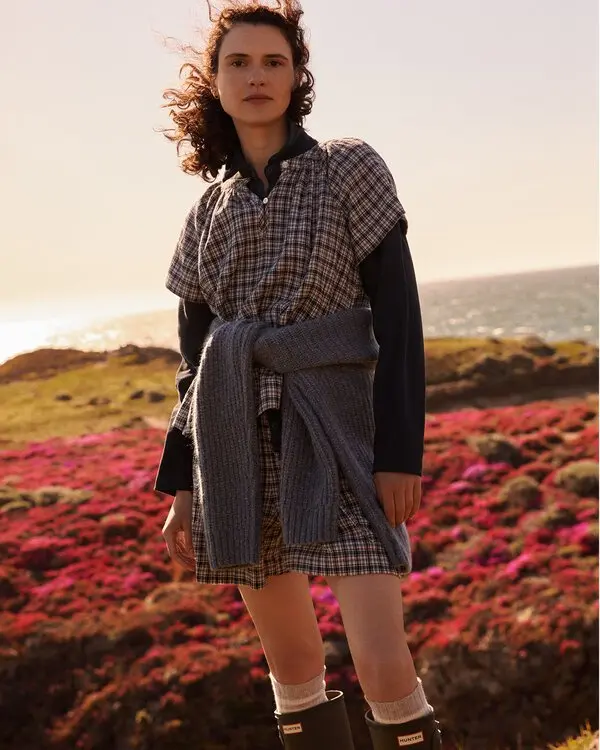 HAVEN WELL WITHIN Crepe Gauze Plaid Top