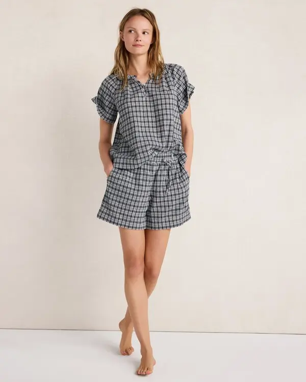 HAVEN WELL WITHIN Crepe Gauze Plaid Top