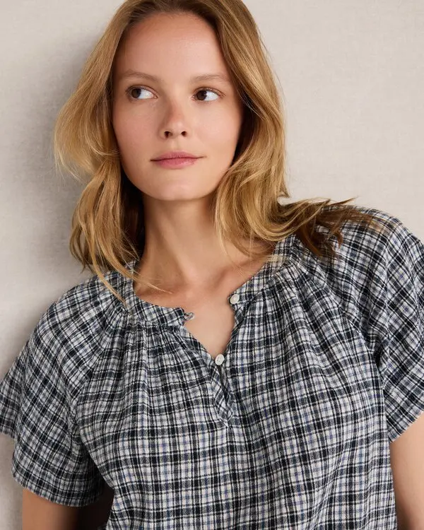 HAVEN WELL WITHIN Crepe Gauze Plaid Top