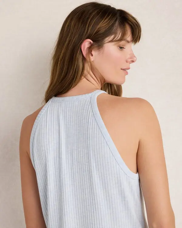 HAVEN WELL WITHIN Resti Drapey Rib Knit High Neck Tank Top - Nightfall
