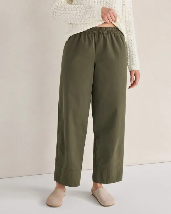HAVEN WELL WITHIN Organic Cotton Twill Barrel Leg Pants - Forest