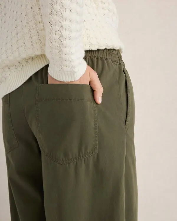 HAVEN WELL WITHIN Organic Cotton Twill Barrel Leg Pants - Forest