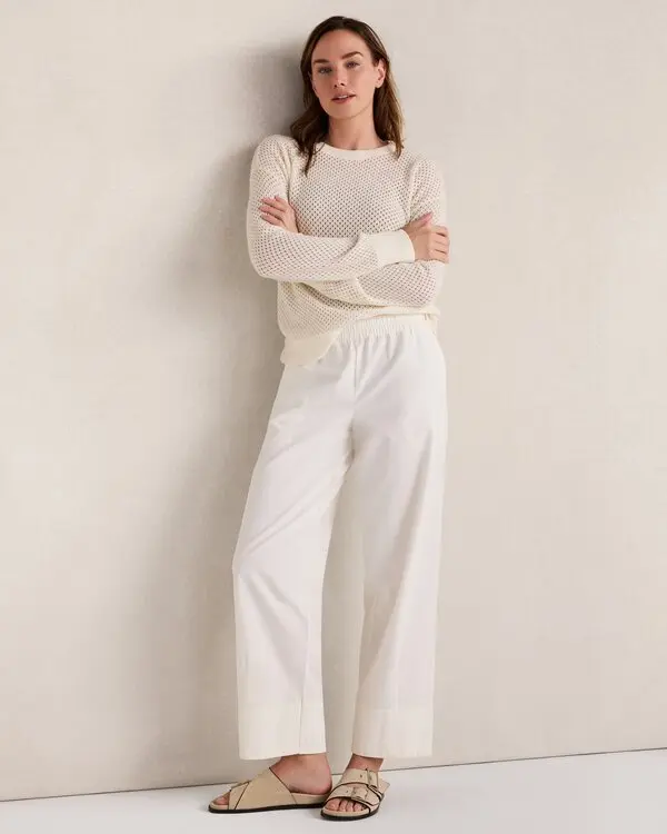 HAVEN WELL WITHIN Organic Cotton Twill Barrel Leg Pants - Ivory