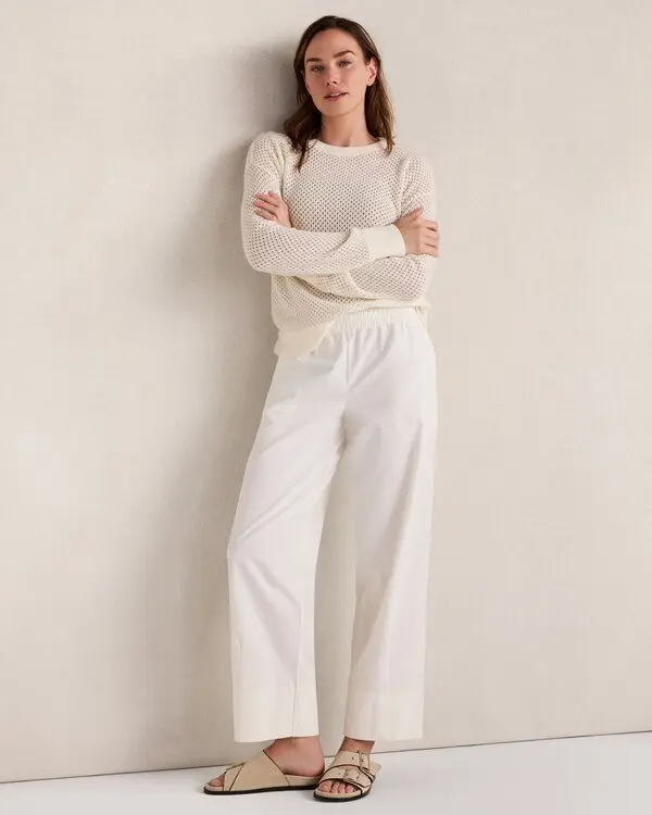 HAVEN WELL WITHIN Organic Cotton Twill Barrel Leg Pants - Ivory