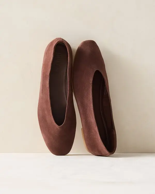 HAVEN WELL WITHIN Soft Suede Ballet Flats - Chocolate Chip