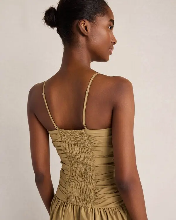 HAVEN WELL WITHIN Organic Cotton Poplin Ruched Bodice Maxi Dress