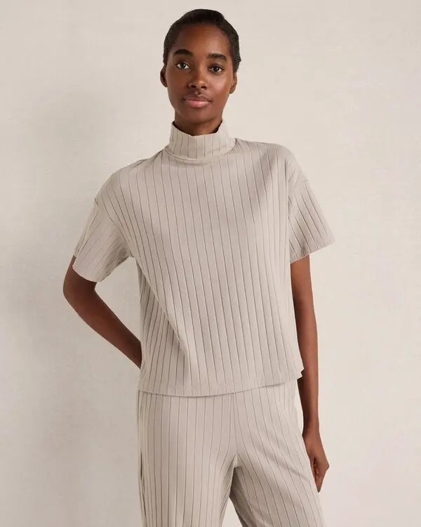 HAVEN WELL WITHIN Ribbed Mock Neck Top