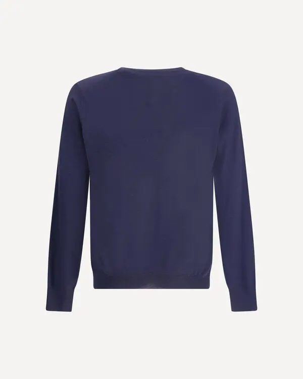 Brunello Cucinelli Ultrafine Virgin Wool V-neck Sweater - Blue