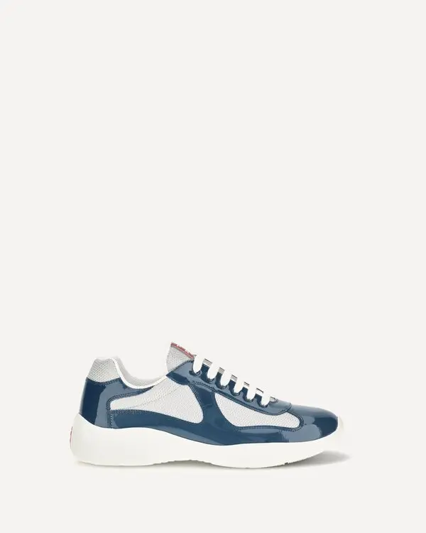 Prada America's Cup Sneakers In Patent Leather And Technical Fabric - Light Blue