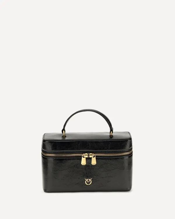 Pinko Classic Leather Beauty Case - Black