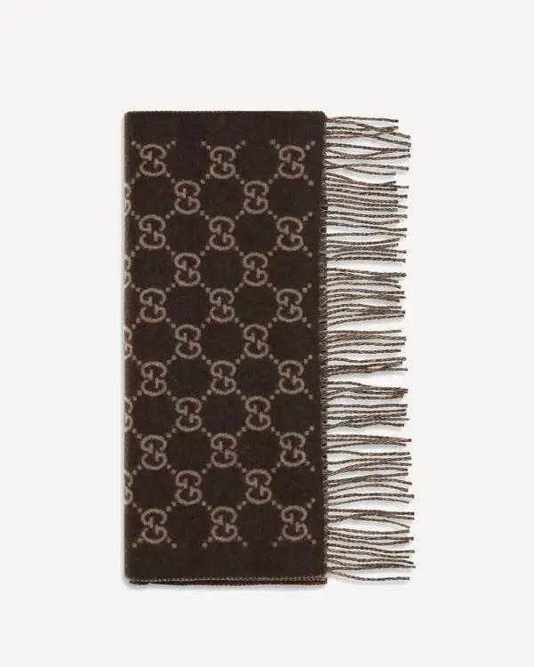Gucci Gg Cashmere Scarf - Brown