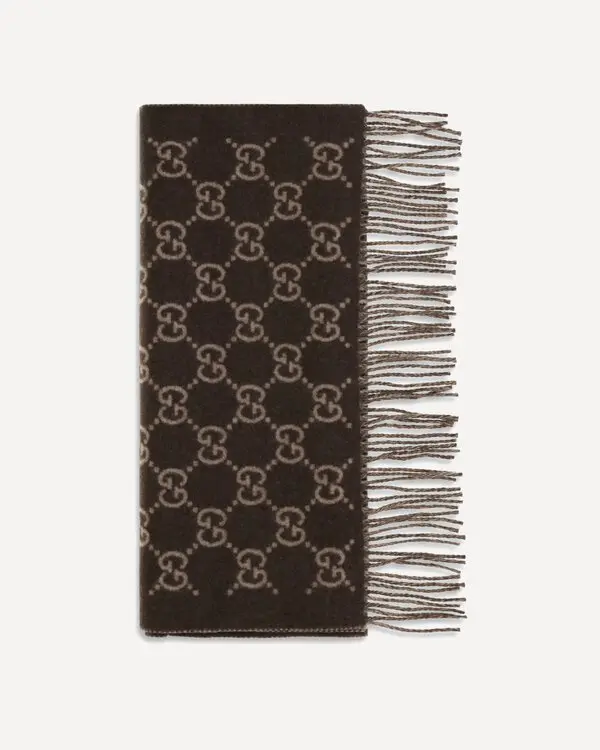 Gucci Gg Cashmere Scarf - Brown