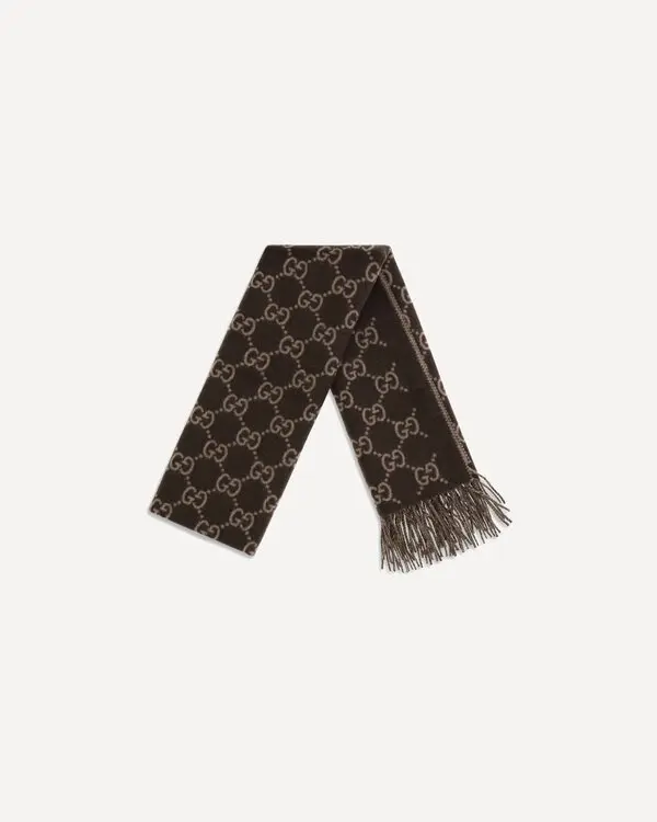 Gucci Gg Cashmere Scarf - Brown