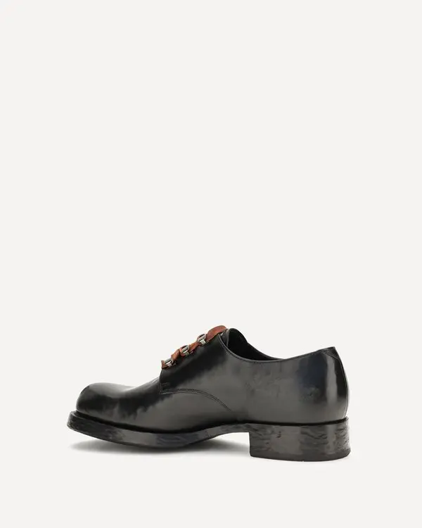 Prada Distressed Leather Lace-up Shoes