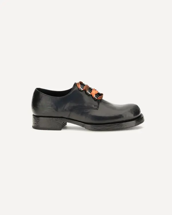 Prada Distressed Leather Lace-up Shoes