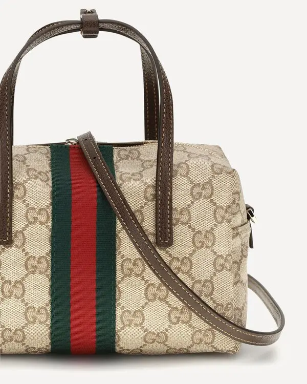 Gucci Mini Boston Handbag With Web Stripe