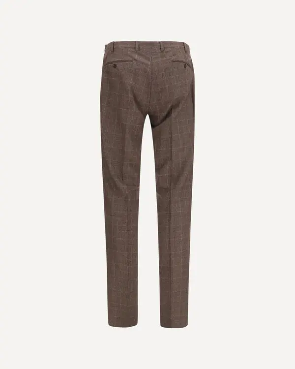 GERMANO Tailored Straight-leg Pants With Subtle Checked Pattern - Brown