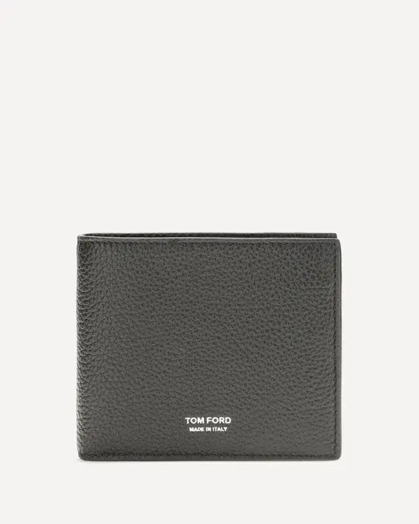 TOM FORD T Line Bifold Wallet In Grained Leather - Black