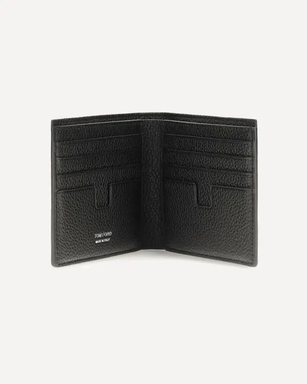 TOM FORD T Line Bifold Wallet In Grained Leather