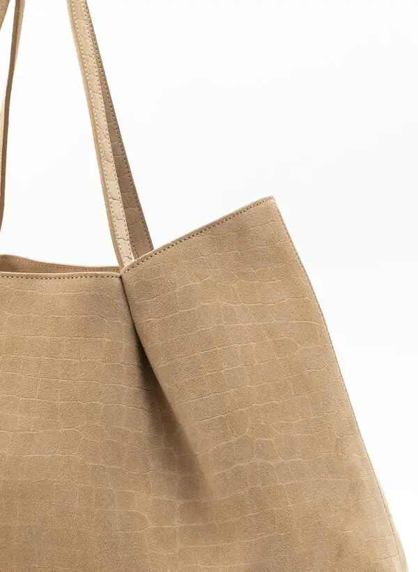 ELLEME Dimple Croco Suede Tote Bag