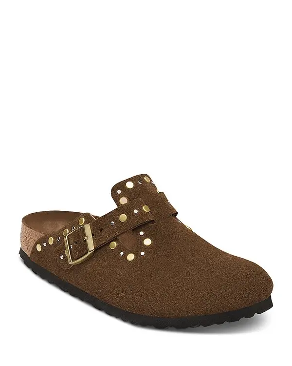 BIRKENSTOCK Boston Rivet Suede Clogs - Carafe
