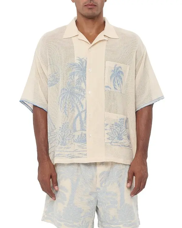 BAZISZT Chand Palm Woven Graphic Shirt