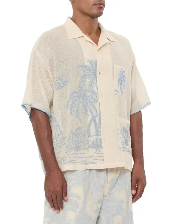 BAZISZT Chand Palm Woven Graphic Shirt