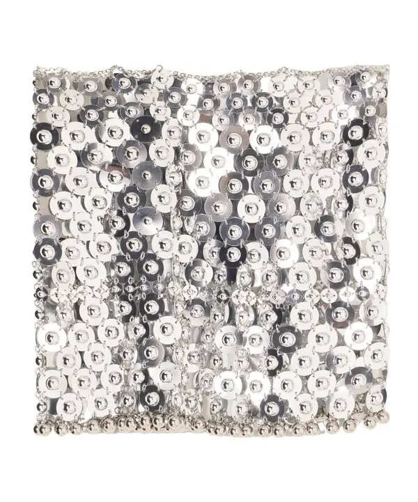 Rabanne Sequined Silver-tone Chainmail Mini Skirt - White