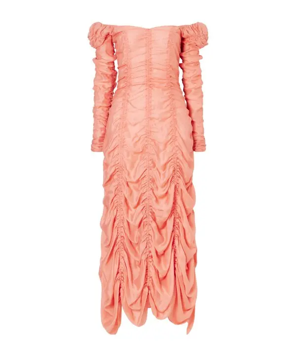 Khaite Judith Draped Silk-blend Midi Dress - No