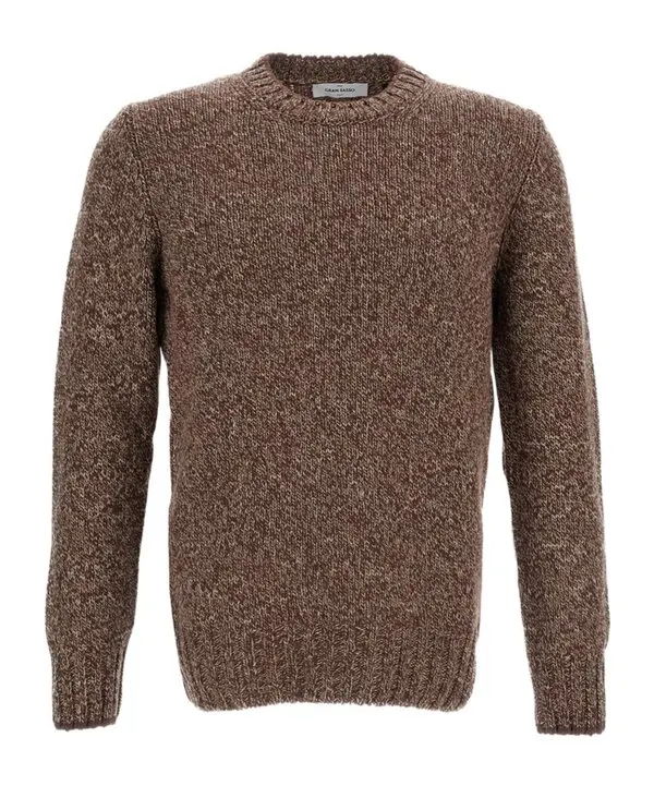 GRAN SASSO Herringbone Crew-neck Sweater - Brown