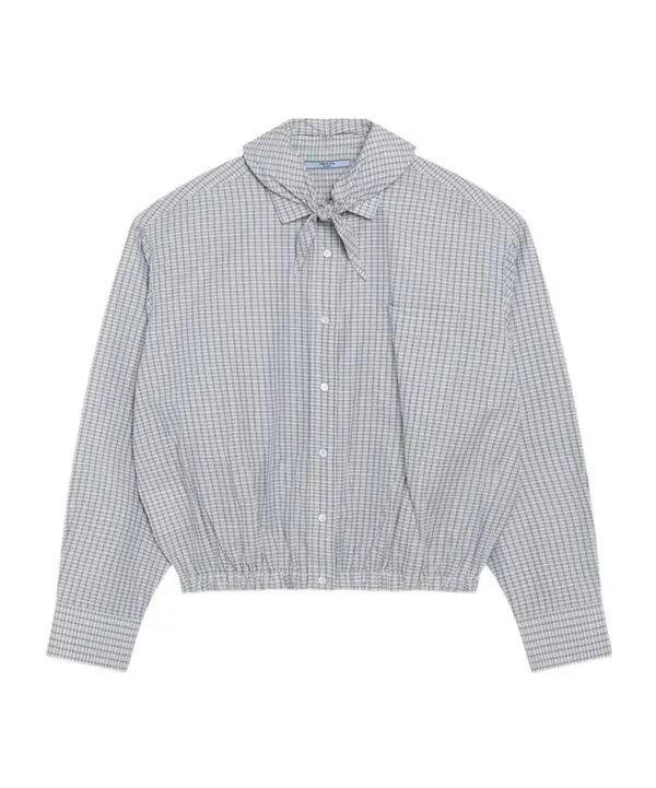 Prada Madras Fabric Shirt With Tie Neck - Light Brown