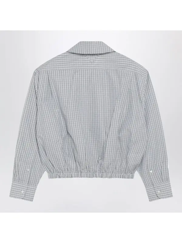 Prada Madras Fabric Shirt With Tie Neck