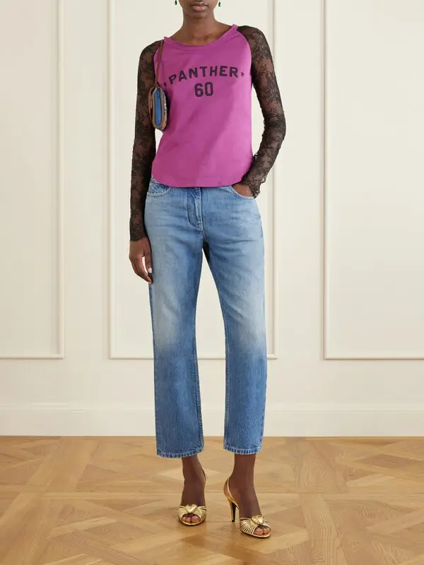 Valentino Garavani Printed Crewneck Lace Top - No
