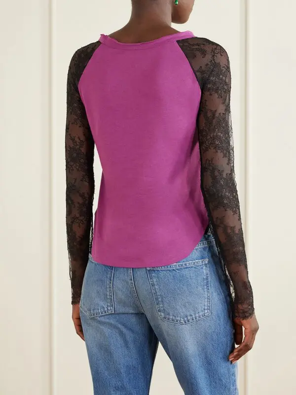 Valentino Garavani Printed Crewneck Lace Top - No