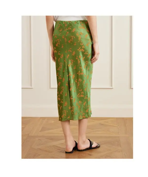 Dries Van Noten Floral Print Satin Midi Skirt