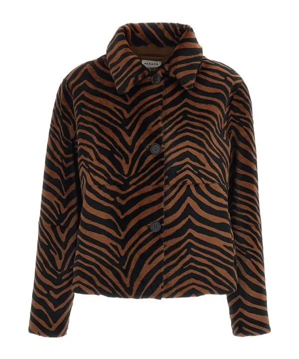 P.a.r.o.s.h Animal-print Leather Jacket - Brown/black