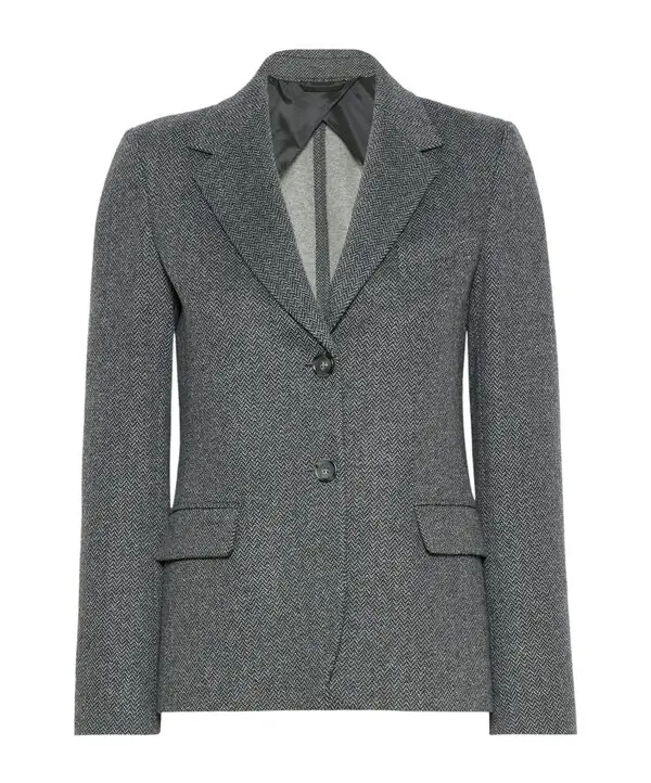 Max Mara Feroce Herringbone Blazer - Medium Gray
