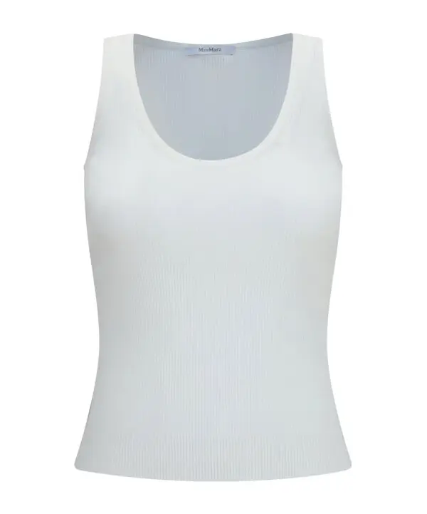 Max Mara Sleeveless Ribbed Jersey Tank Top - White