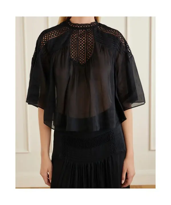 Isabel Marant Étoile Parina Lace-trimmed Woven Blouse - Black