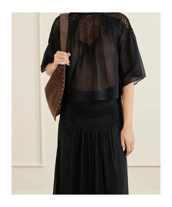 Isabel Marant Étoile Parina Lace-trimmed Woven Blouse - Black