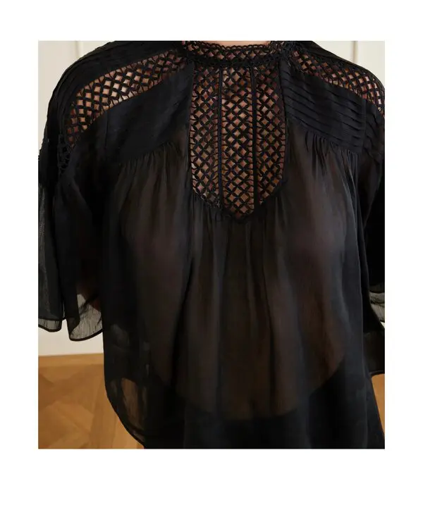 Isabel Marant Étoile Parina Lace-trimmed Woven Blouse - Black