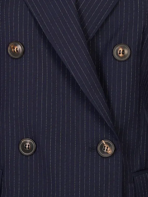 Max Mara Umico Double-breasted Pinstriped Blazer