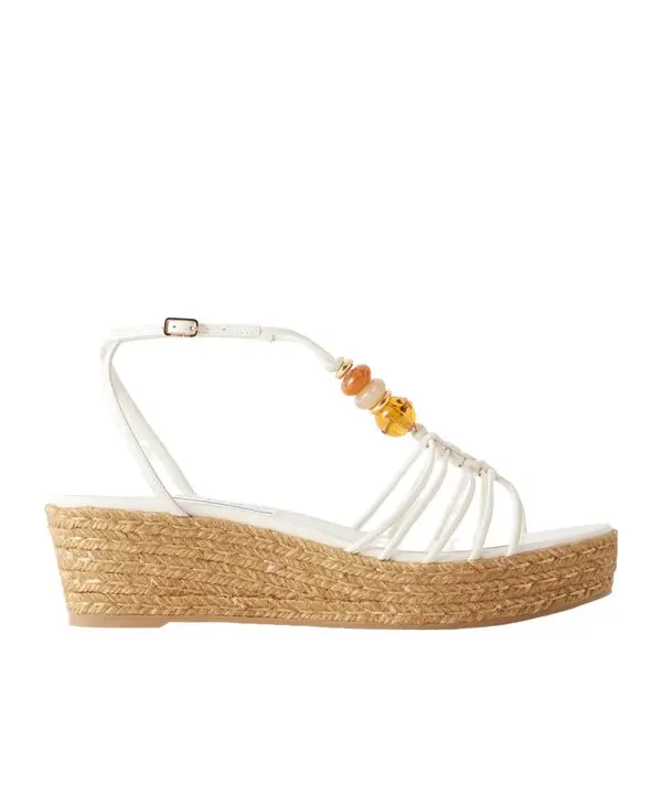 JIMMY CHOO Lemi Bead-embellished Sandals - Nude